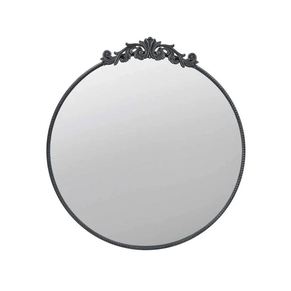 Dia Round Vintage Style Wall Mirror Black 97.8cm